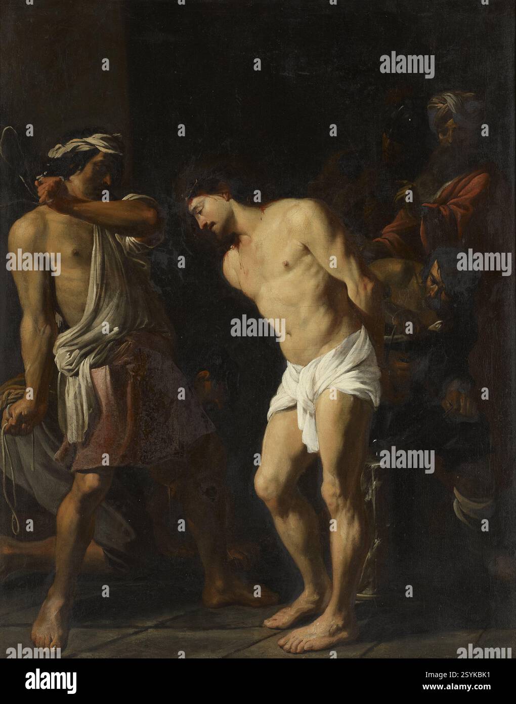 standing figure of Christ wearing a white loincloth and crown of thorns ...