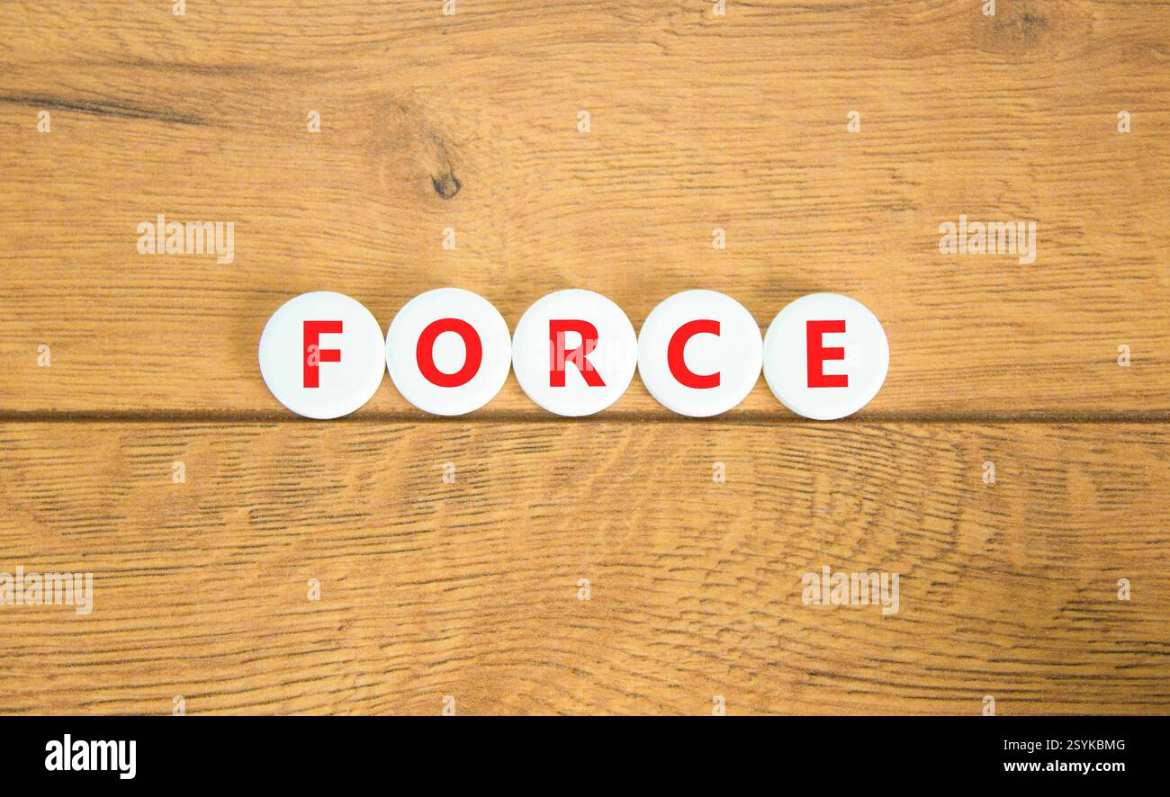 Force symbol. Concept word Force on beautiful white pills circles ...
