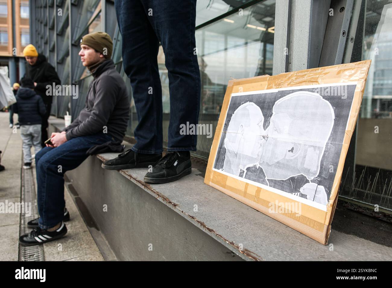 Berlin, Germany. 01st Mar, 2025. A sign shows US President Donald Trump ...