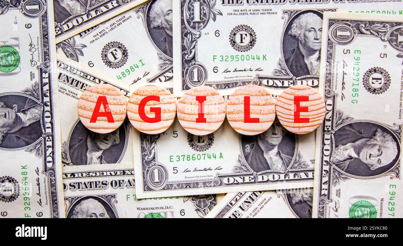 Agile symbol. Concept word Agile on beautiful wooden circles. Beautiful ...