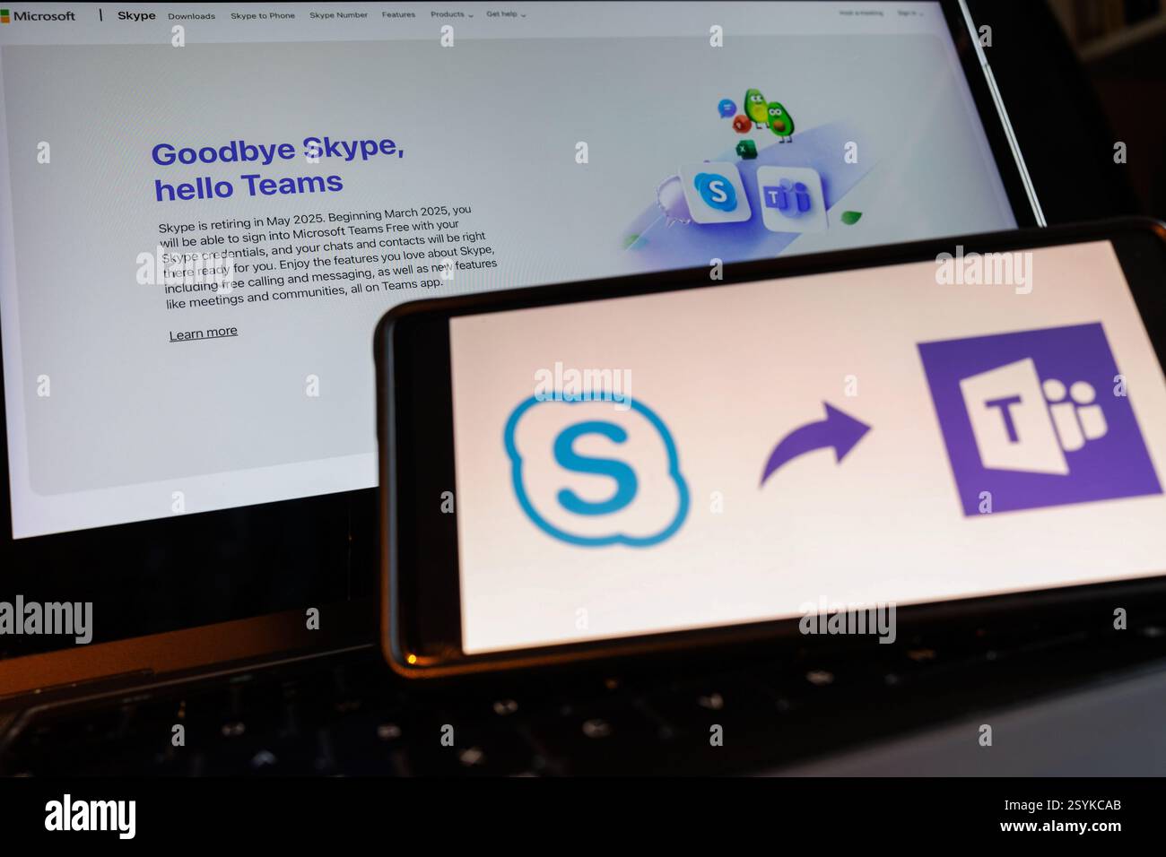 In this photo illustration, An announcement of farewell on Skype ...