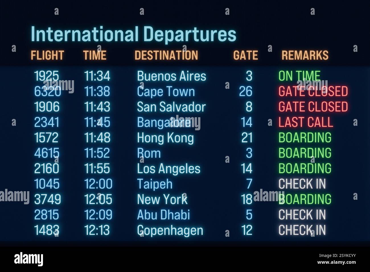 Airport flight table, departure board. Airport flight table, departure ...