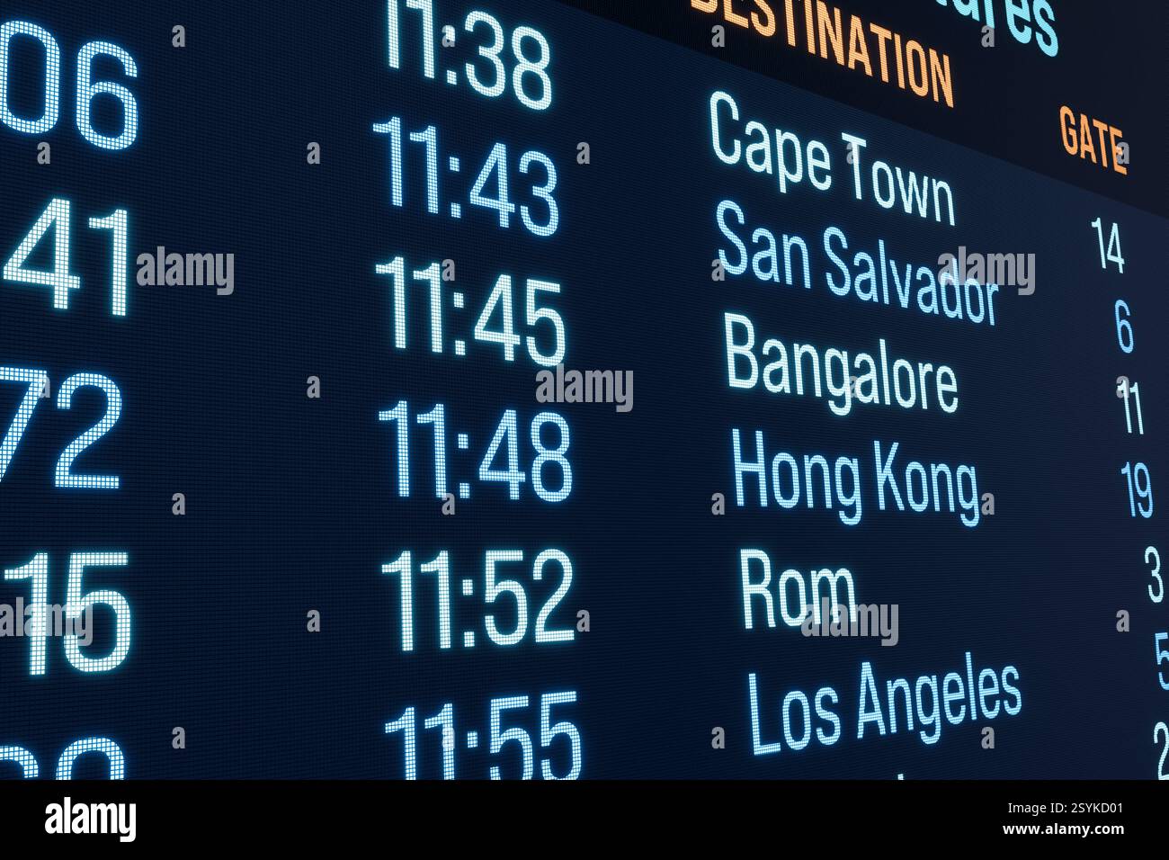Close up arrival departure board, tourism, travel destinations, travel ...