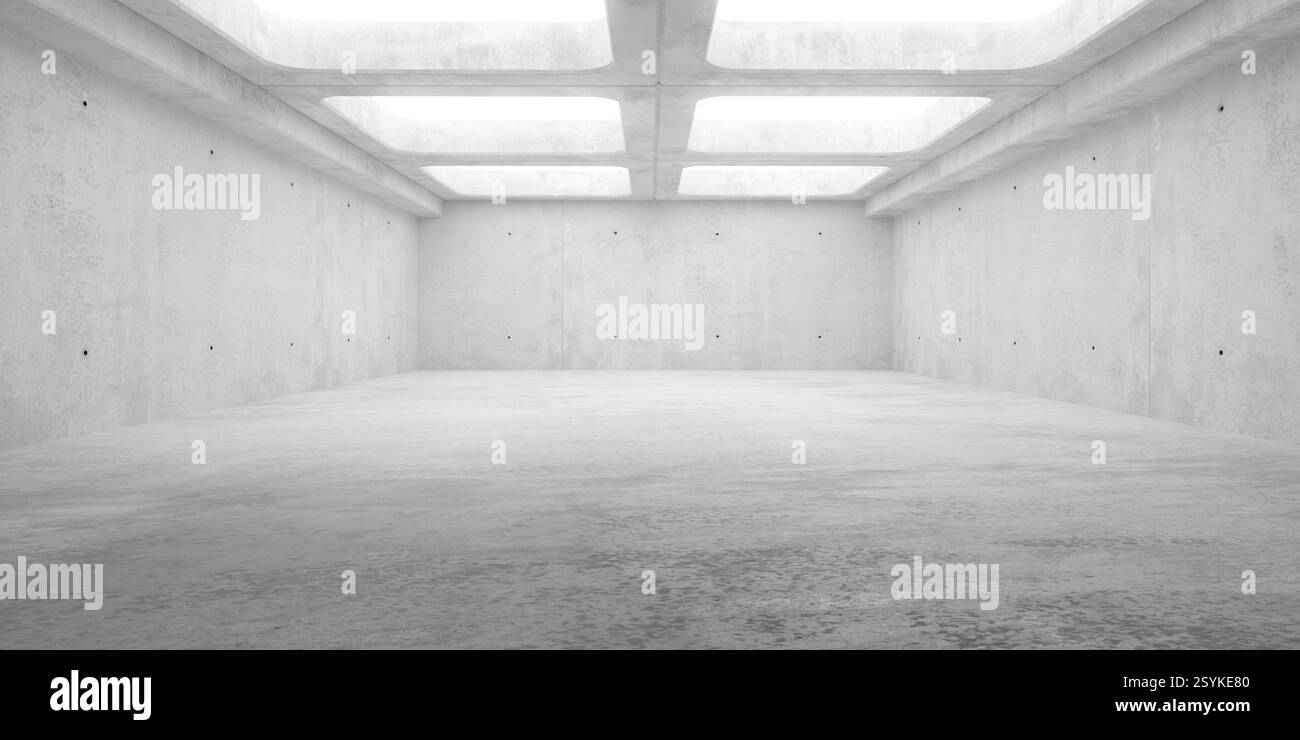 Abstract empty, modern concrete room with rounded recessed ceiling ...