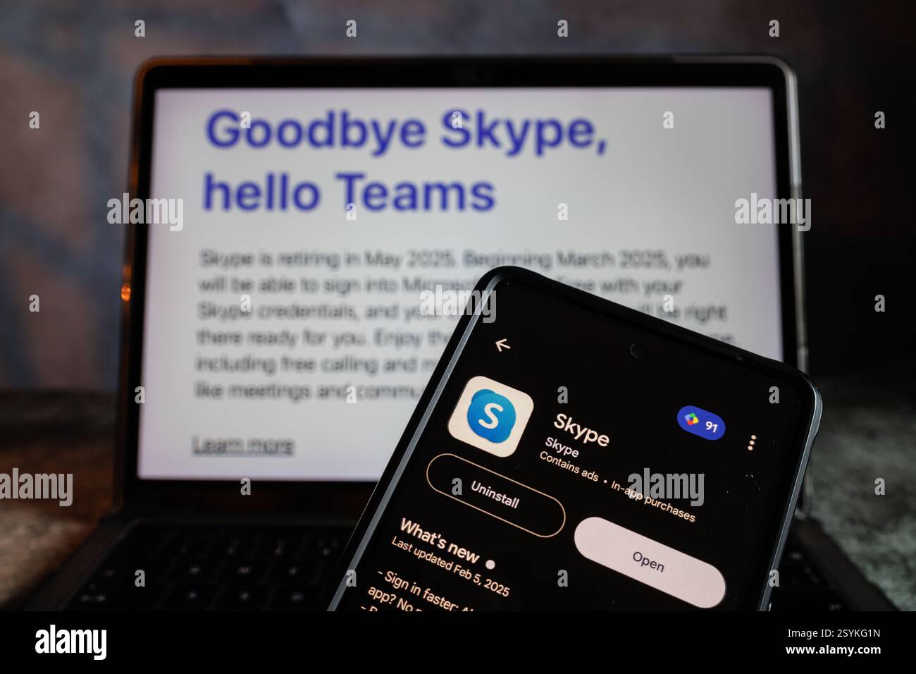 In this photo illustration, An announcement of farewell on Skype ...