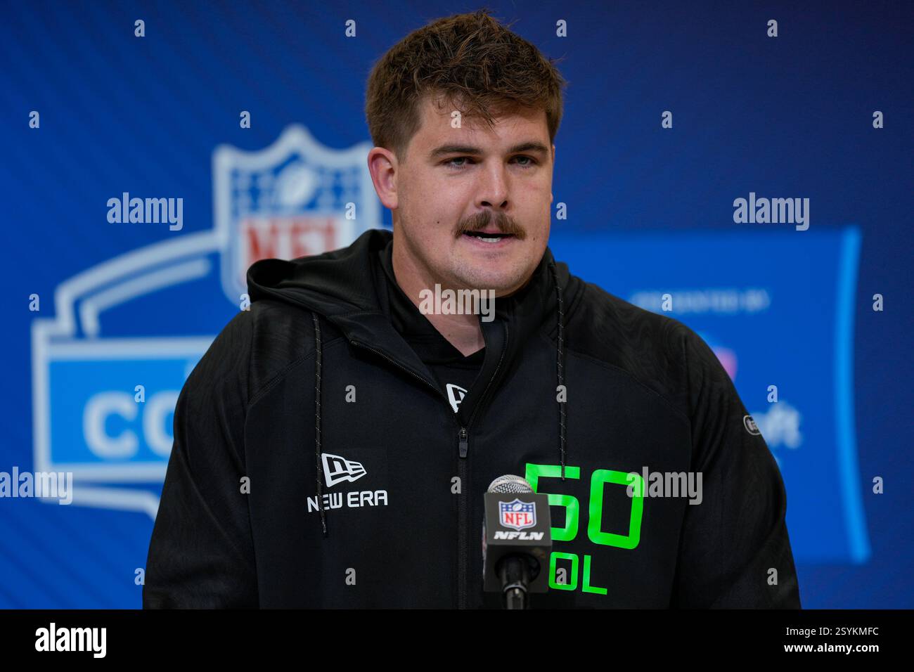 North Dakota State offensive lineman Grey Zabel speaks during a press ...
