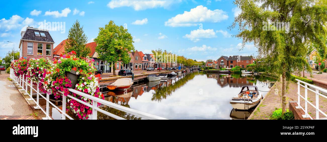 Picturesque scene in Joure, Netherlands - Kolkstraat with a view of the ...
