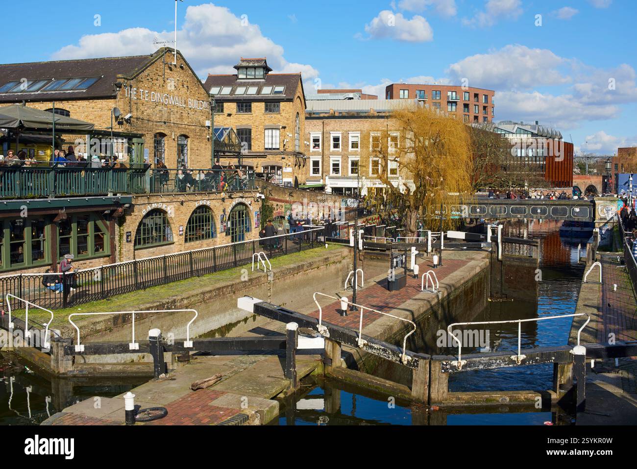 Camden Lock, Camden Town, London UK, with the Regent's Canal and the ...
