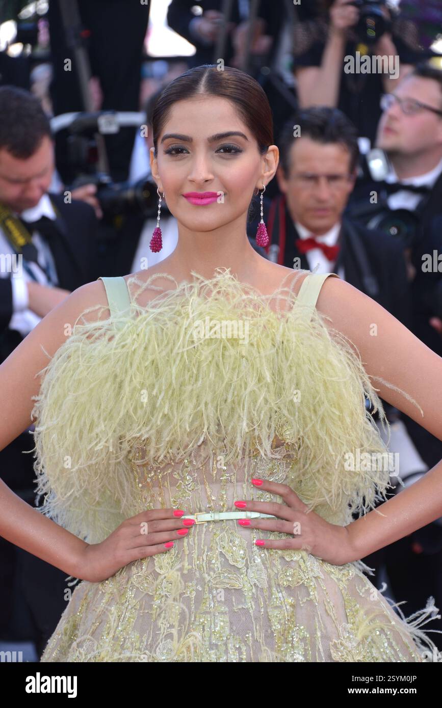 CANNES, FRANCE - MAY 18: Sonam Kapoor attends the 'Inside Out' premiere ...