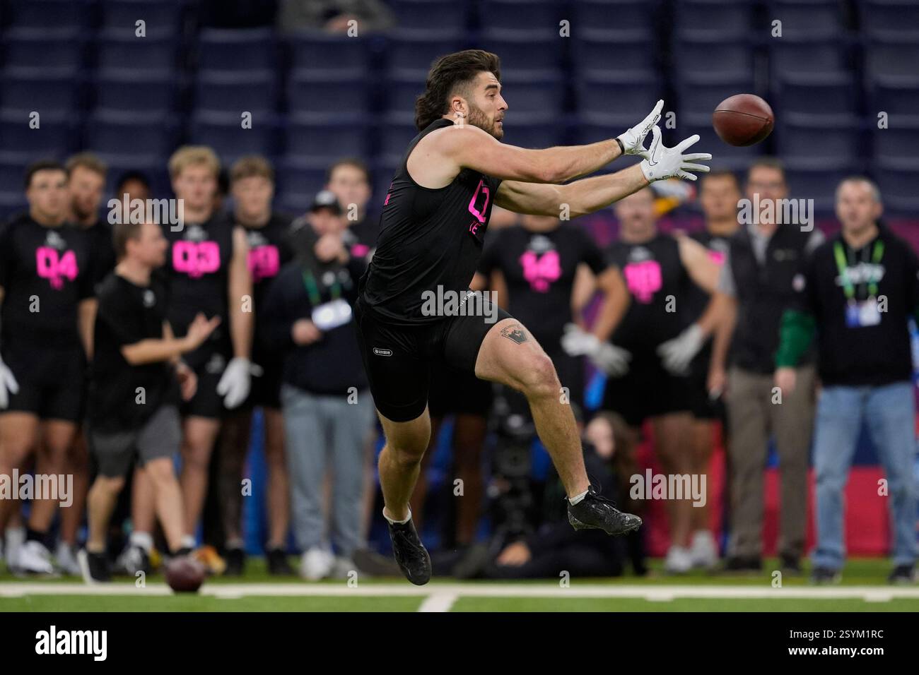 Pittsburgh tight end Gavin Bartholomew runs a drill at the NFL football ...