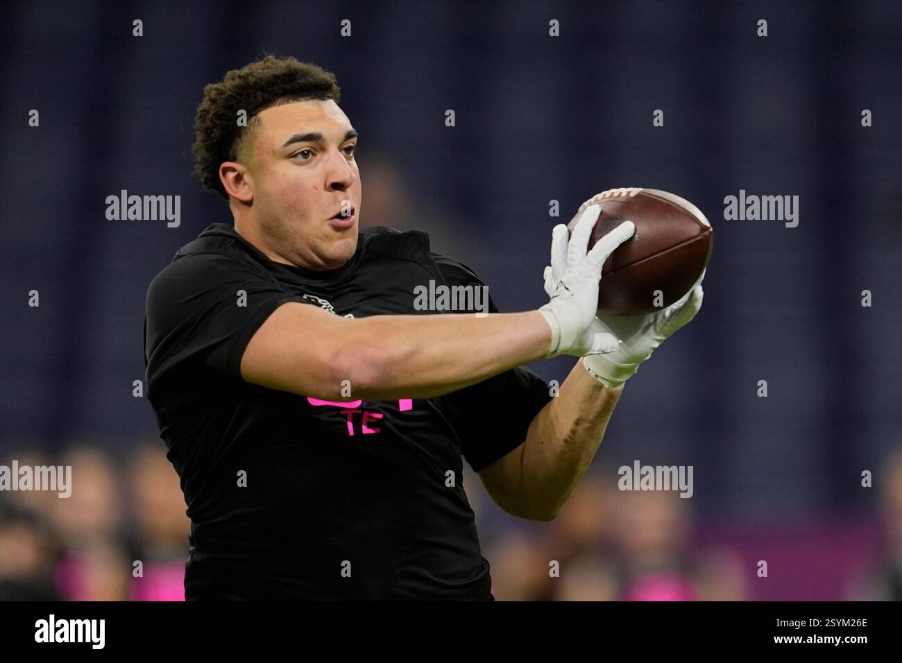 Texas Tech tight end Jalin Conyers runs a drill at the NFL football ...