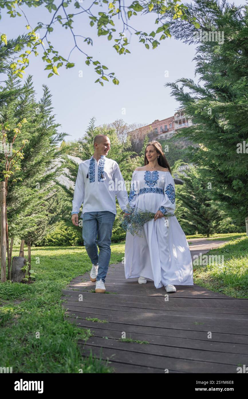 Elegant Ukrainian wedding couple near modern architecture Stock Photo ...