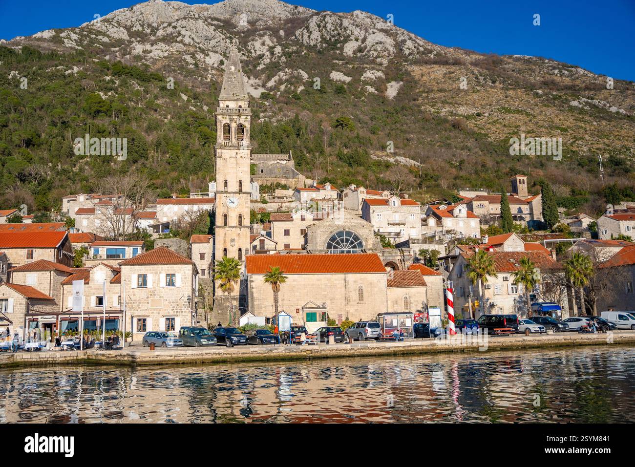 Perast, Montenegro - January 3, 2025: Panorama view of the historic ...