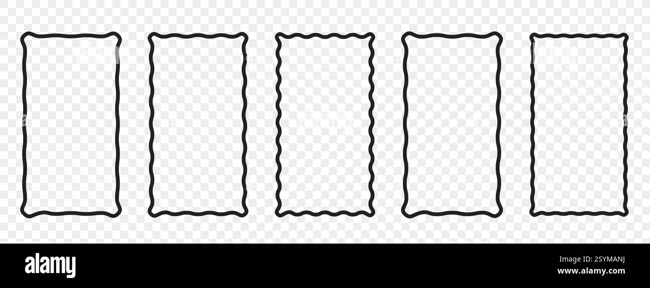 Wave and curvy borders set. Squiggle photo frames with zig zag edges ...