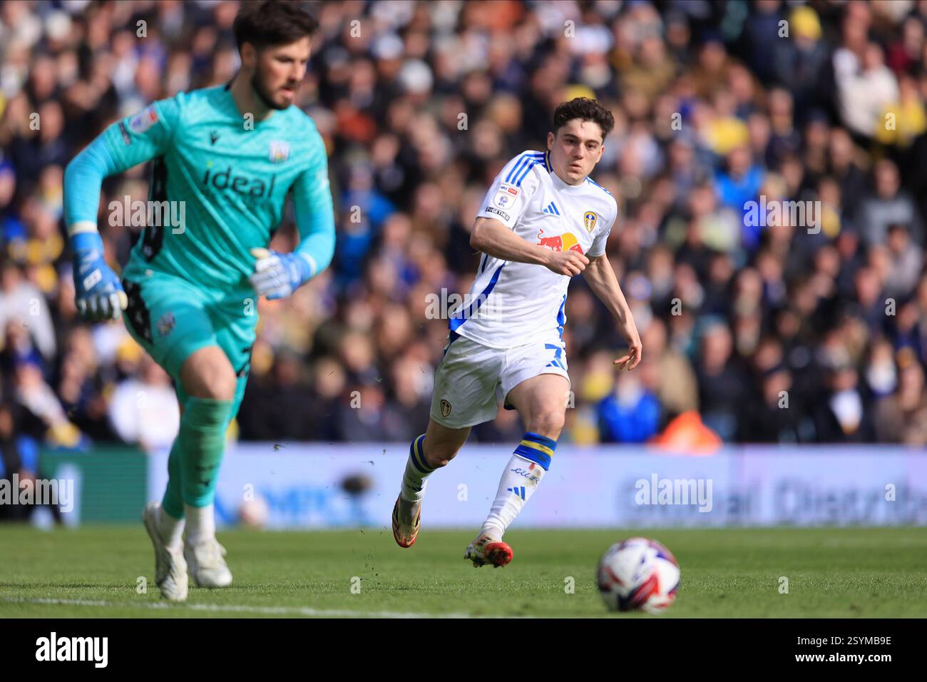 Daniel James (Leeds United) closes down Joe Wildsmith (West Bromwich ...