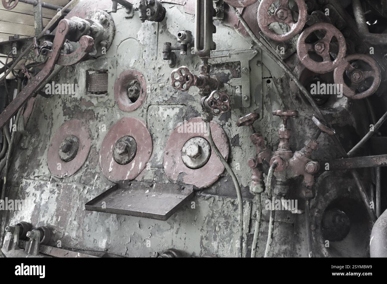 Cabin interior of an old retro steam locomotive Stock Photo - Alamy