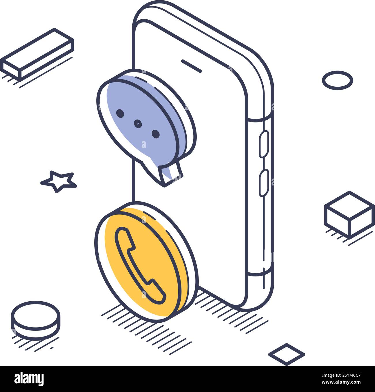 Isometric line art icon representing technical support, showcasing a ...