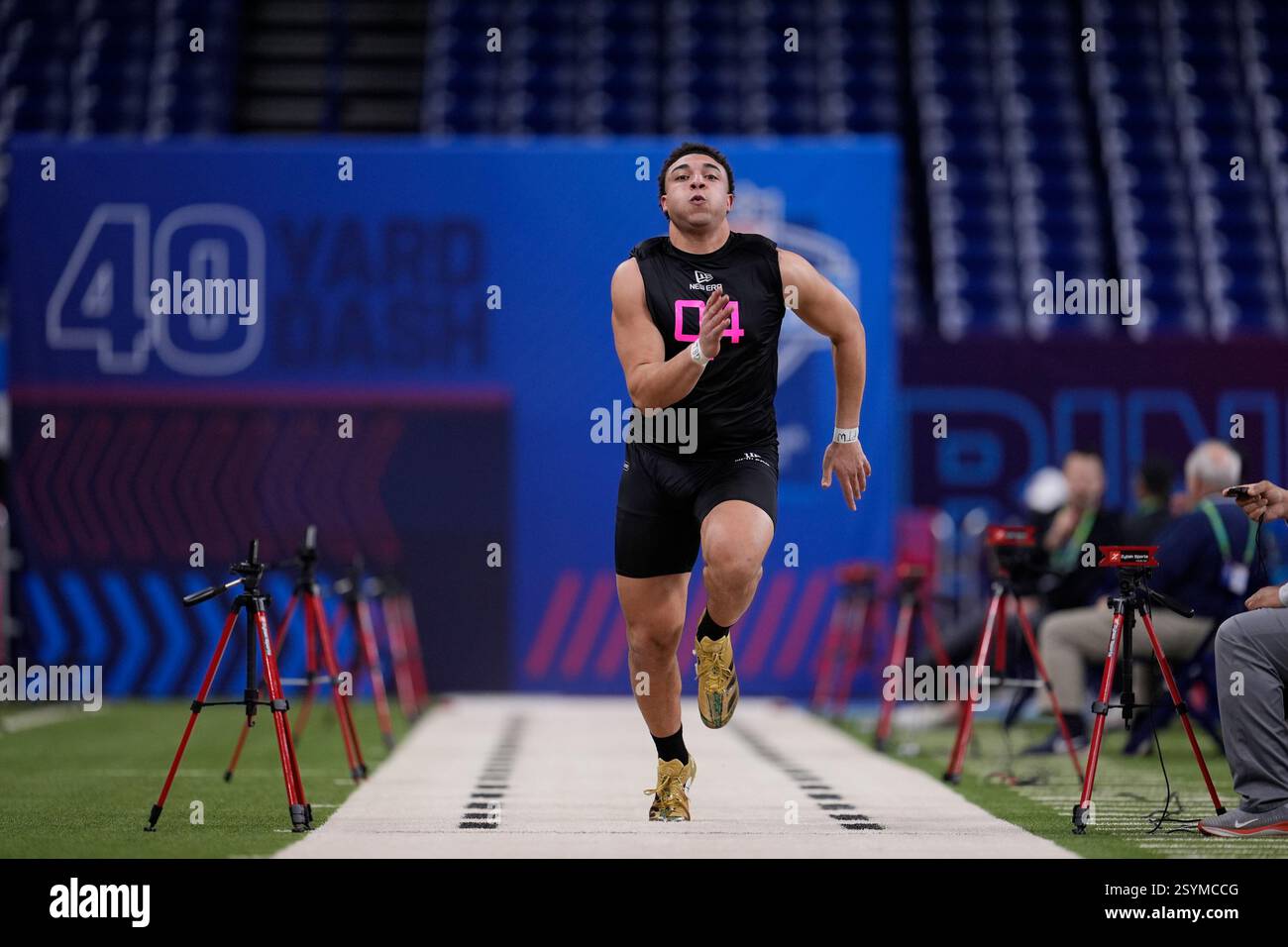 Texas Tech tight end Jalin Conyers runs a drill at the NFL football ...