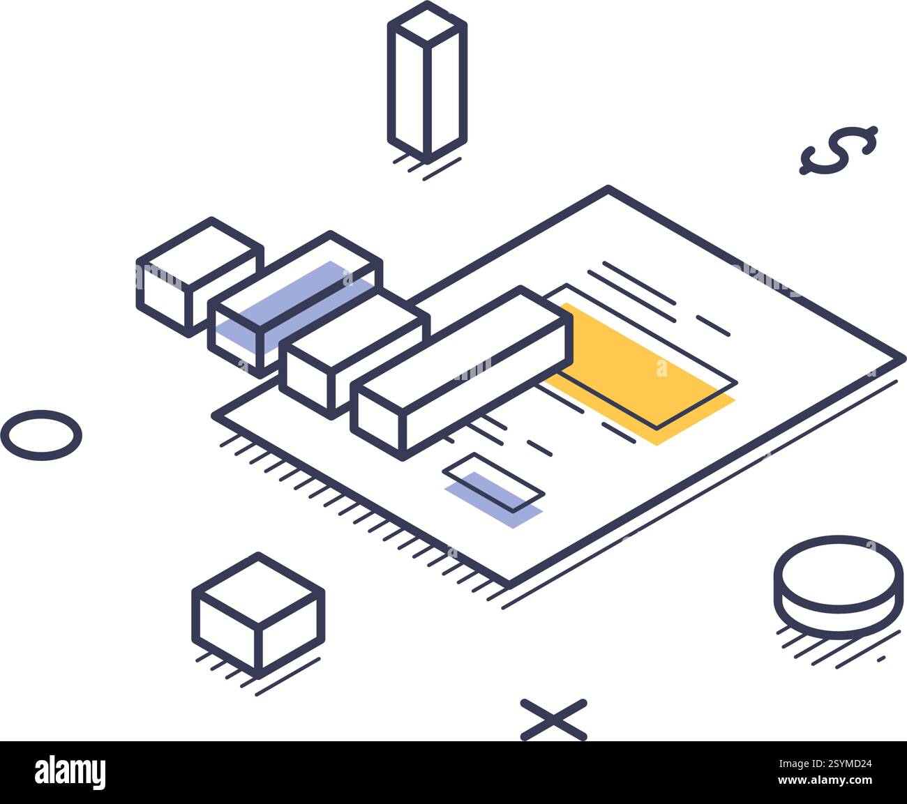 An isometric line art icon representing a financial report is showcased ...