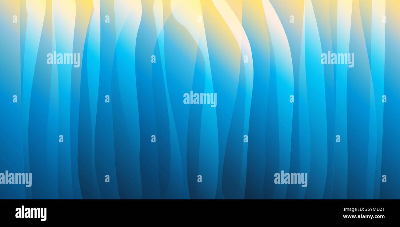 Abstract translucent round curving vertical gradient shapes pattern design with smooth yellow ...