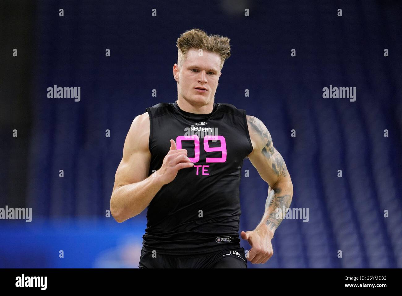 Nebraska tight end Thomas Fidone II runs a drill at the NFL football ...