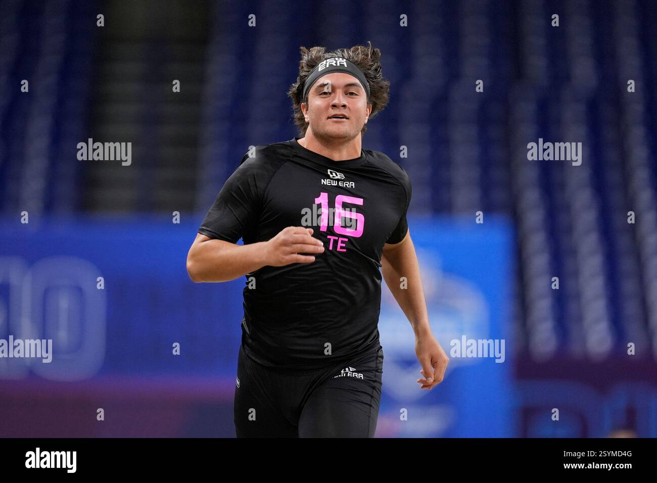UCLA tight end Moliki Matavao runs a drill at the NFL football scouting ...
