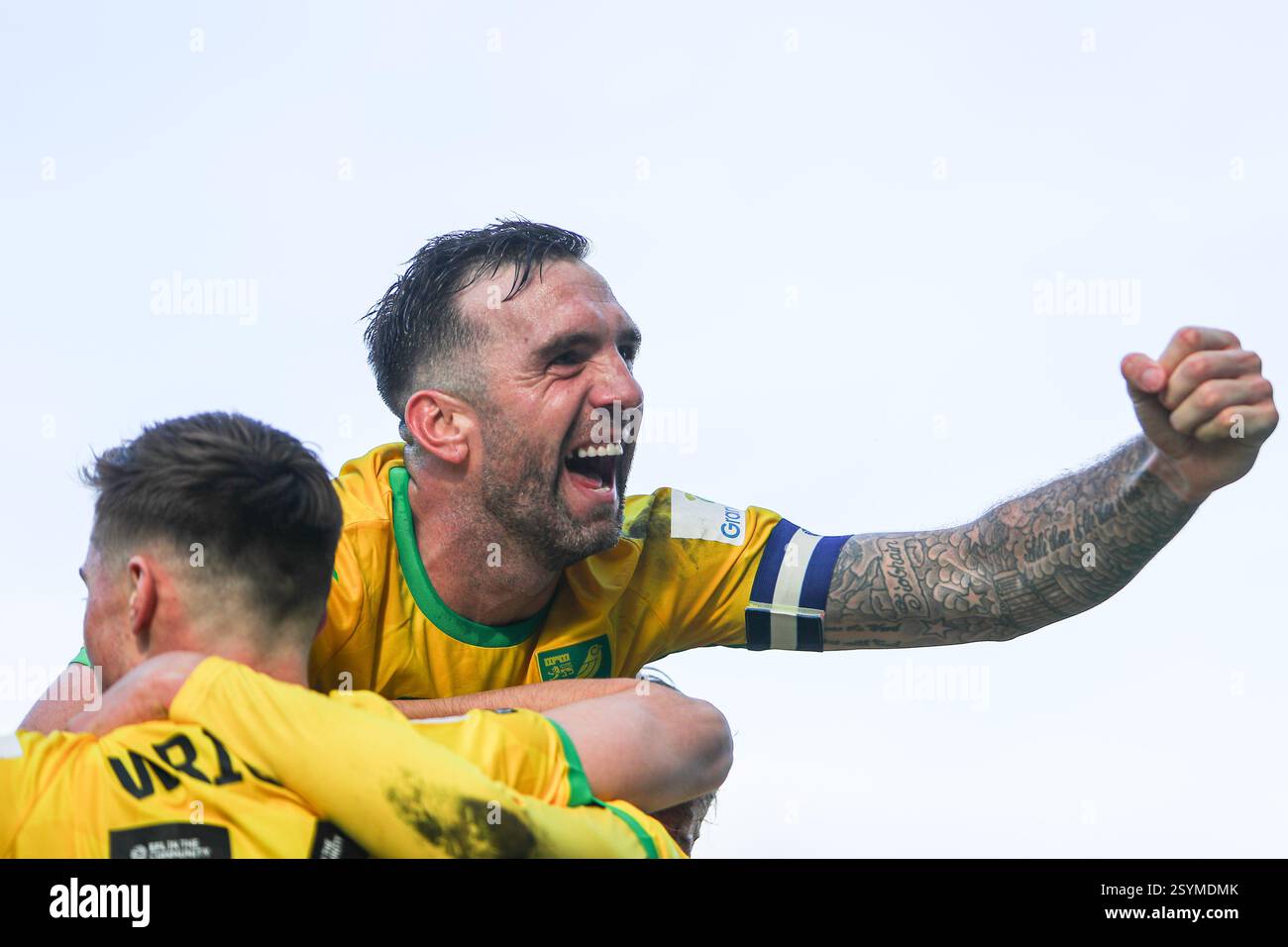 Shane Duffy of Norwich City celebrating Ante Crnac of Norwich City goal ...