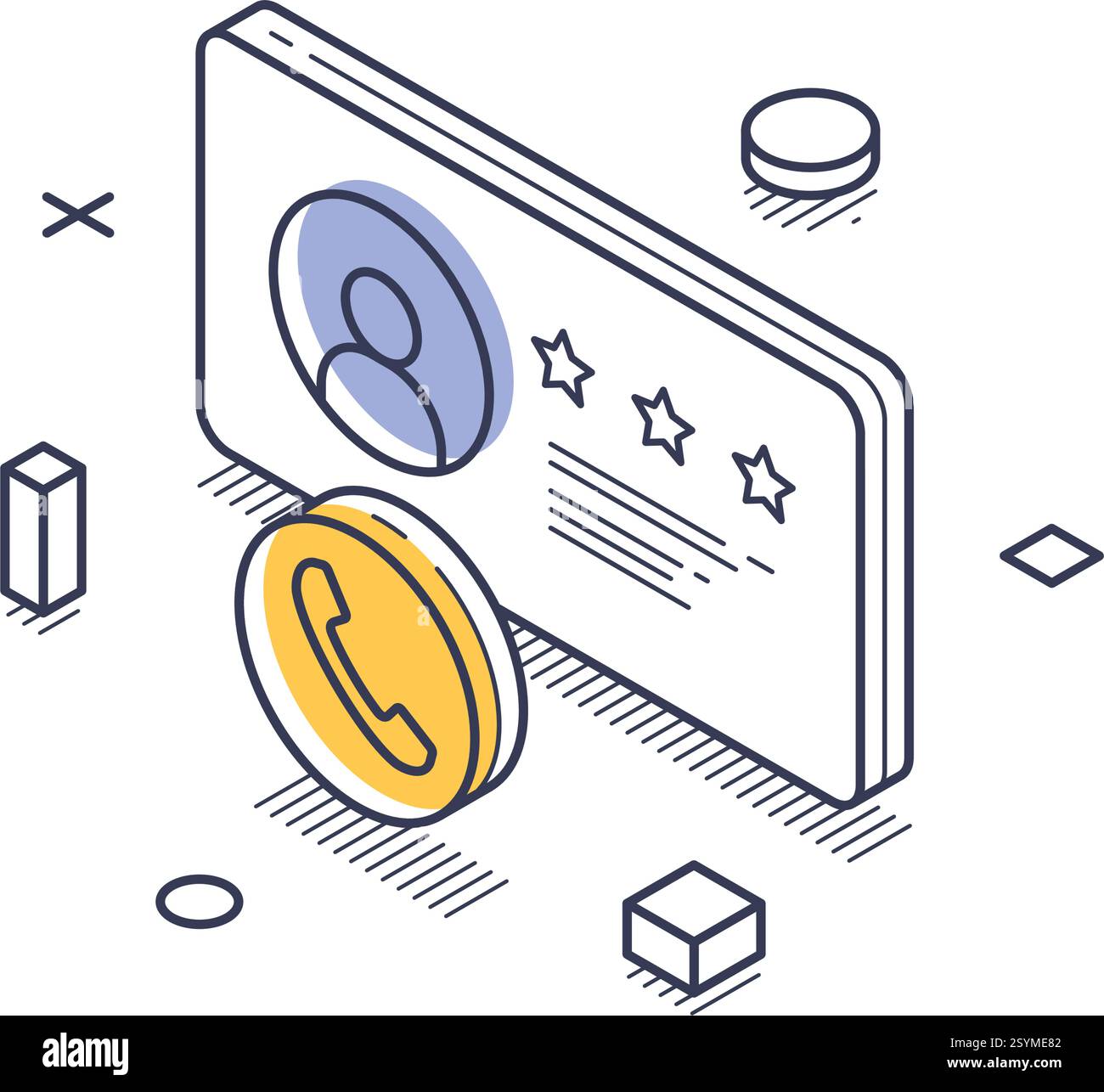 Isometric line art representation of technical support elements ...