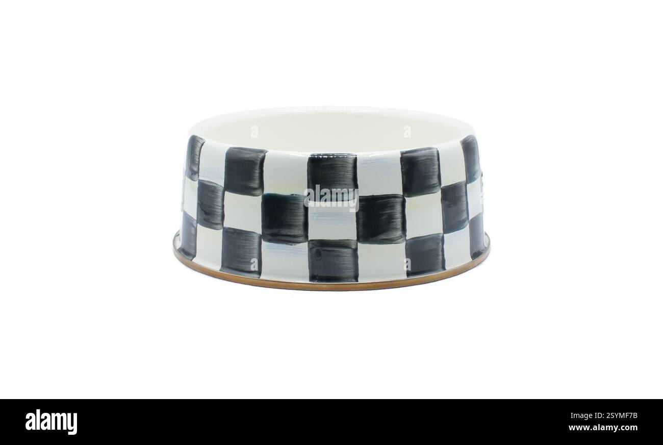 Black and white checkered cat or dog water or food bowl Courtly Check ...