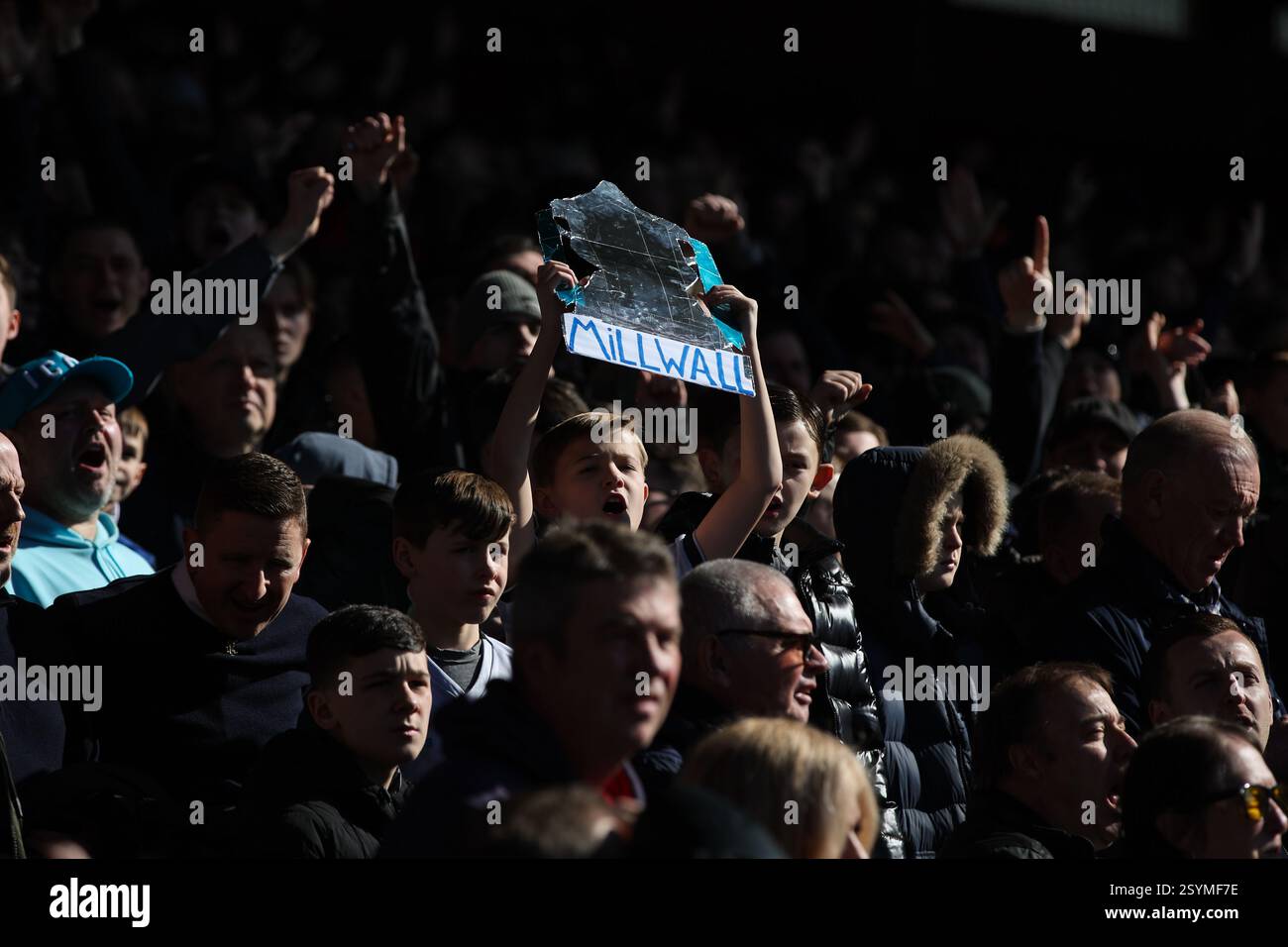 LONDON, UK - 1st Mar 2025: Millwall fans during the FA Cup fifth round ...