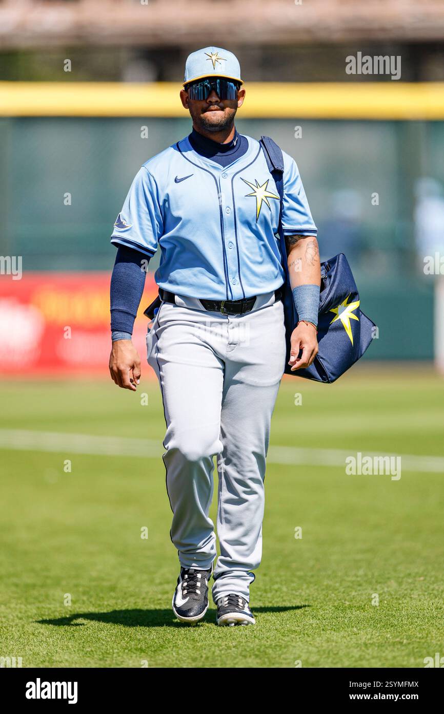 Bradenton, FL: Tampa Bay Rays second baseman Jamie Westbrook (95) heads ...