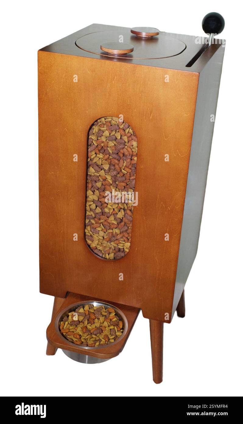 Dog pet food dispenser feeder automatic fill with level pull system on ...