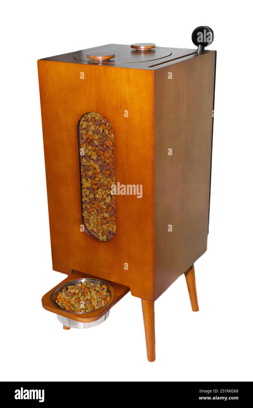 Dog pet food dispenser automatic fill with level pull system on top ...