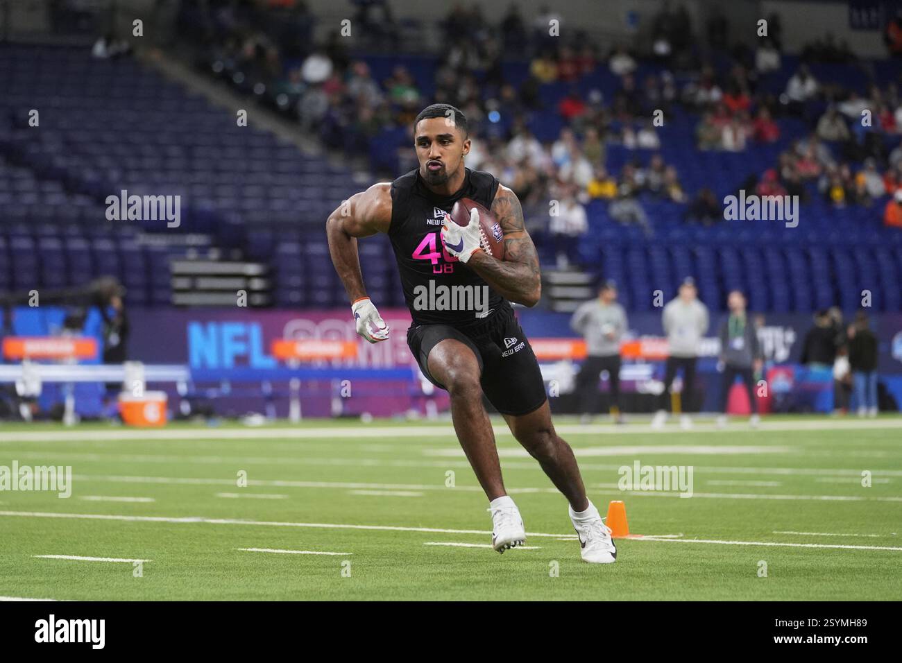 Virginia defensive back Jonas Sanker runs a drill at the NFL football ...