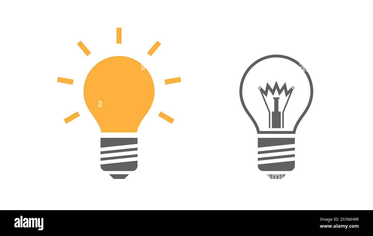 Energy-saving light bulb on and off. Element for the design of ...