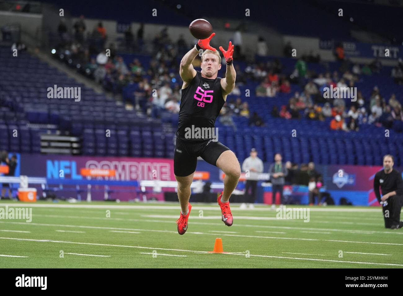 Wisconsin defensive back Hunter Wohler runs a drill at the NFL football ...