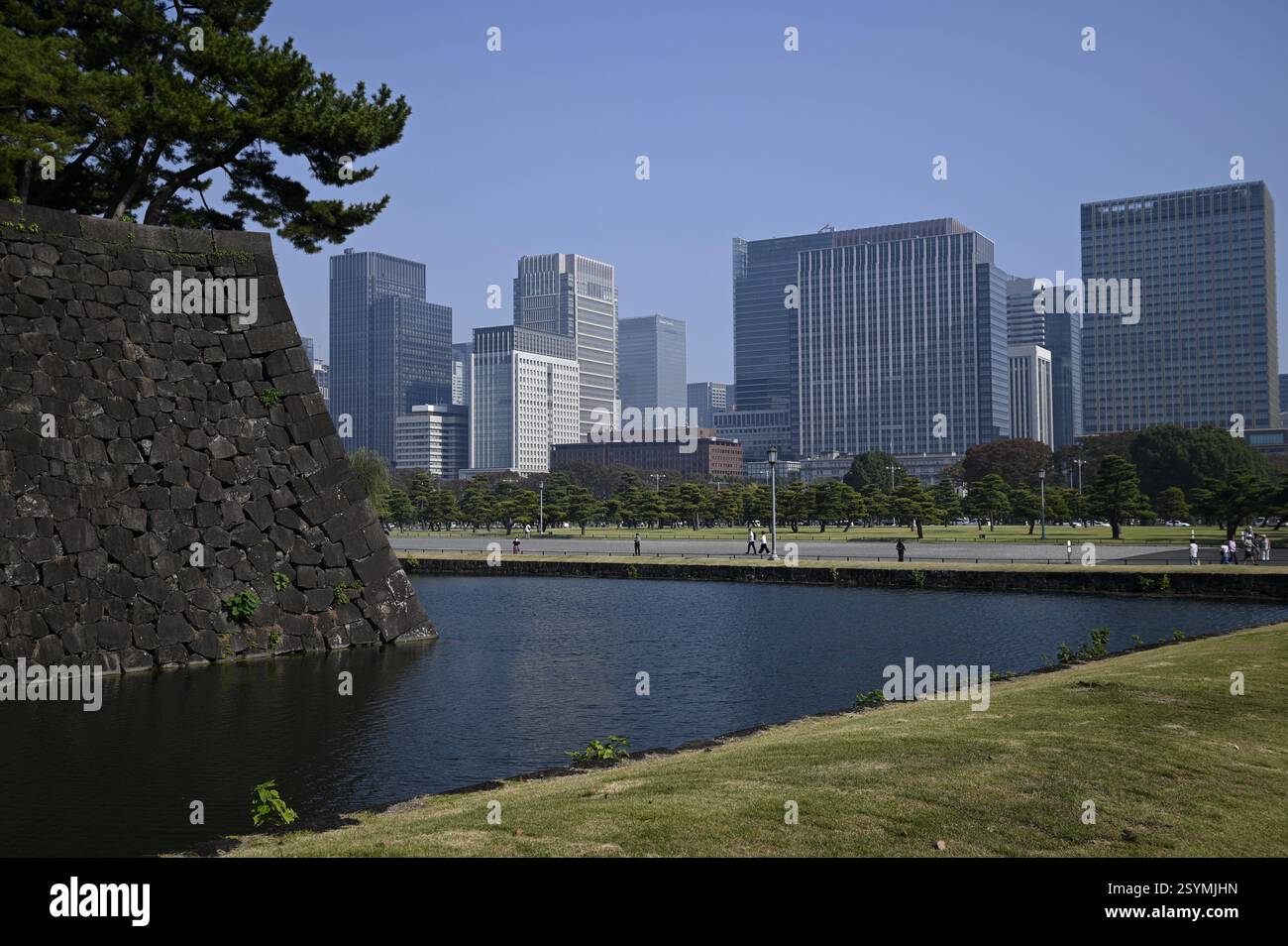 Cityscape with scenic view of modern solemn style skyscrapers along the ...