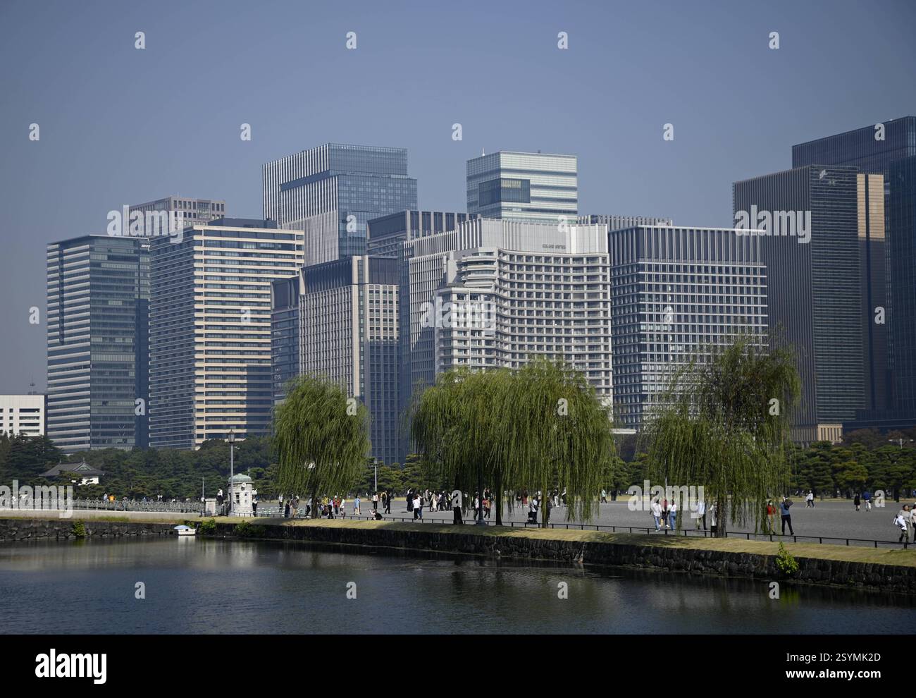Cityscape with scenic view of modern solemn style skyscrapers along the ...