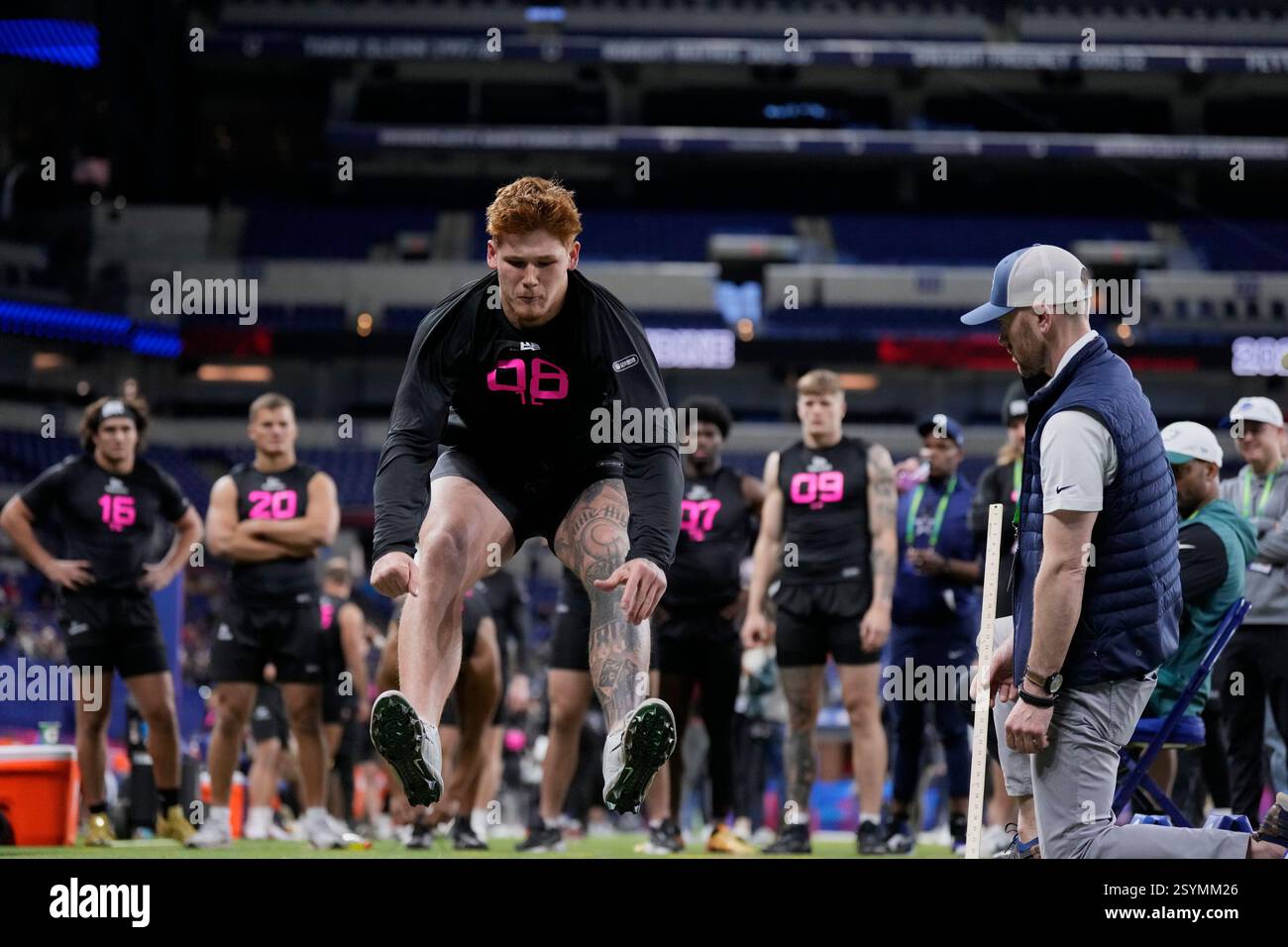 Oregon tight end Terrance Ferguson runs a drill at the NFL football ...