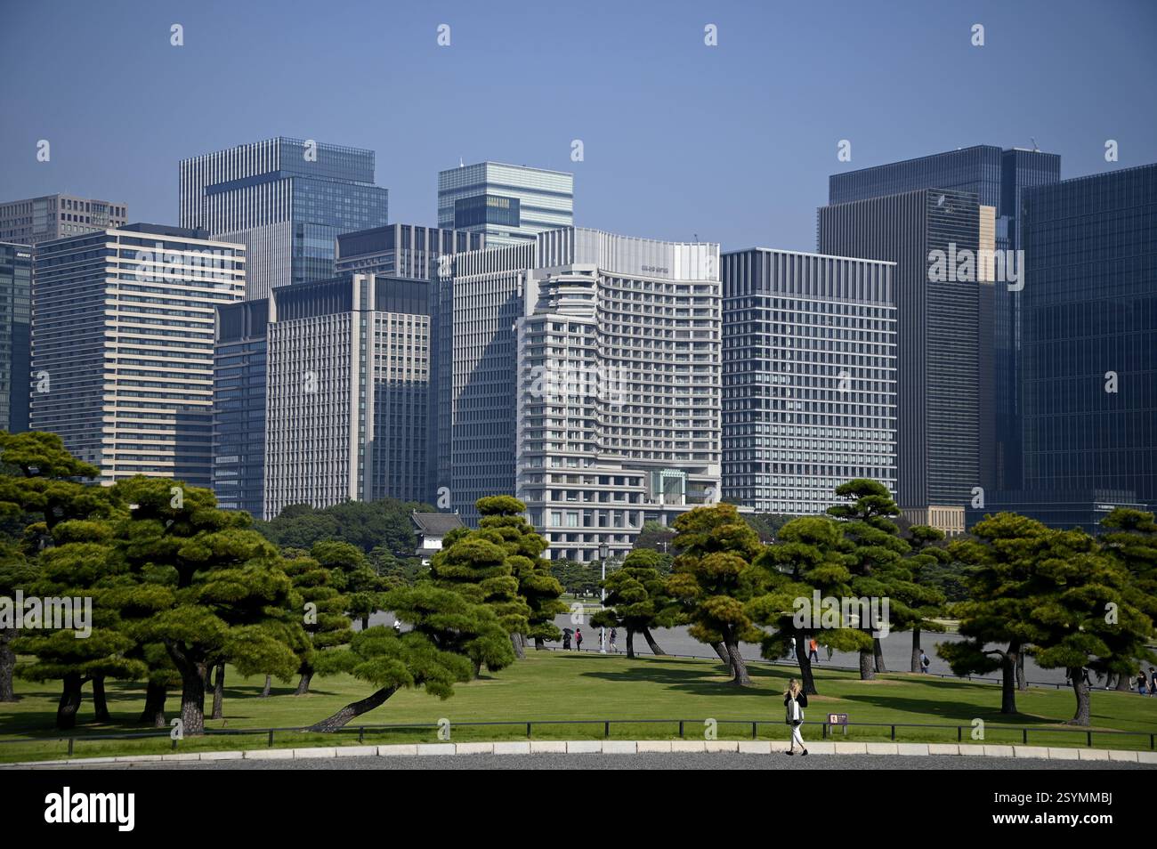 Cityscape with scenic view of modern solemn style skyscrapers along the ...