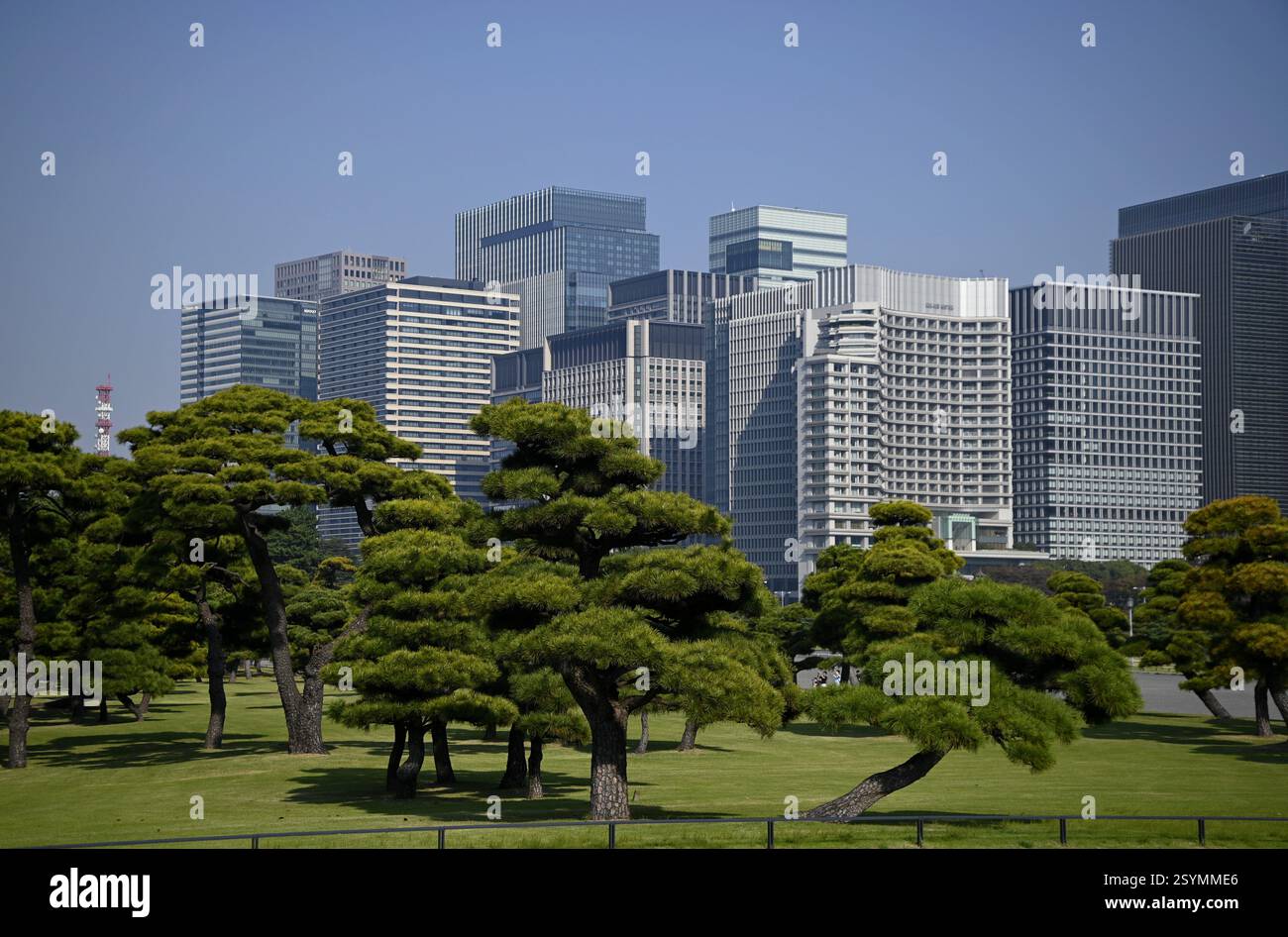 Cityscape with scenic view of modern solemn style skyscrapers along the ...