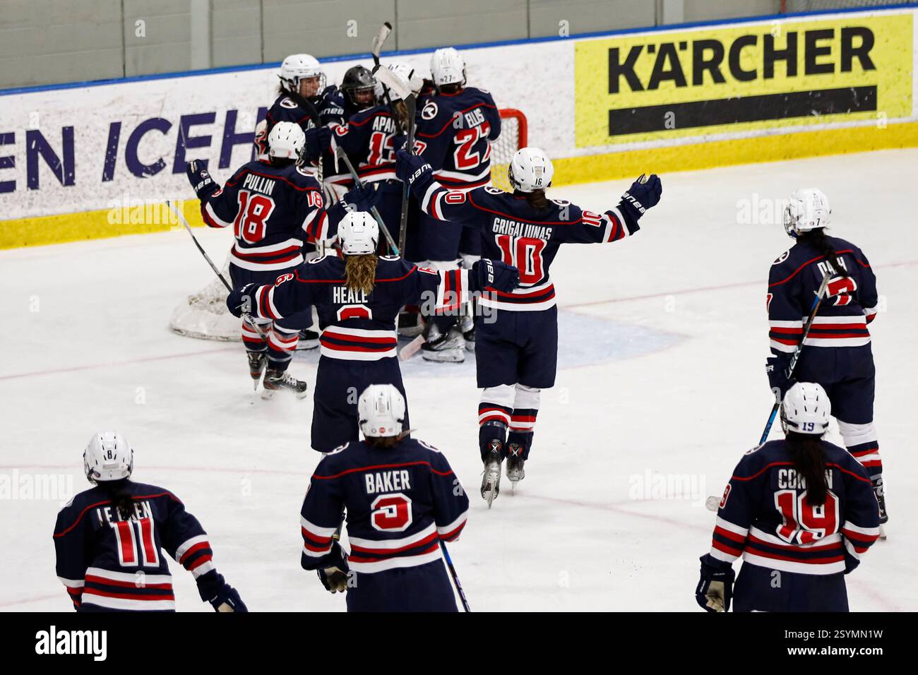 Melbourne, Australia. 01st Mar, 2025. Melbourne Ice players celebrate ...