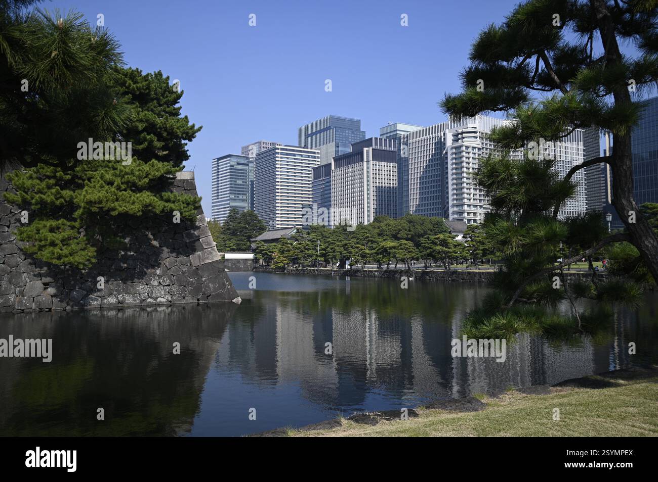 Cityscape with scenic view of modern solemn style skyscrapers along the ...