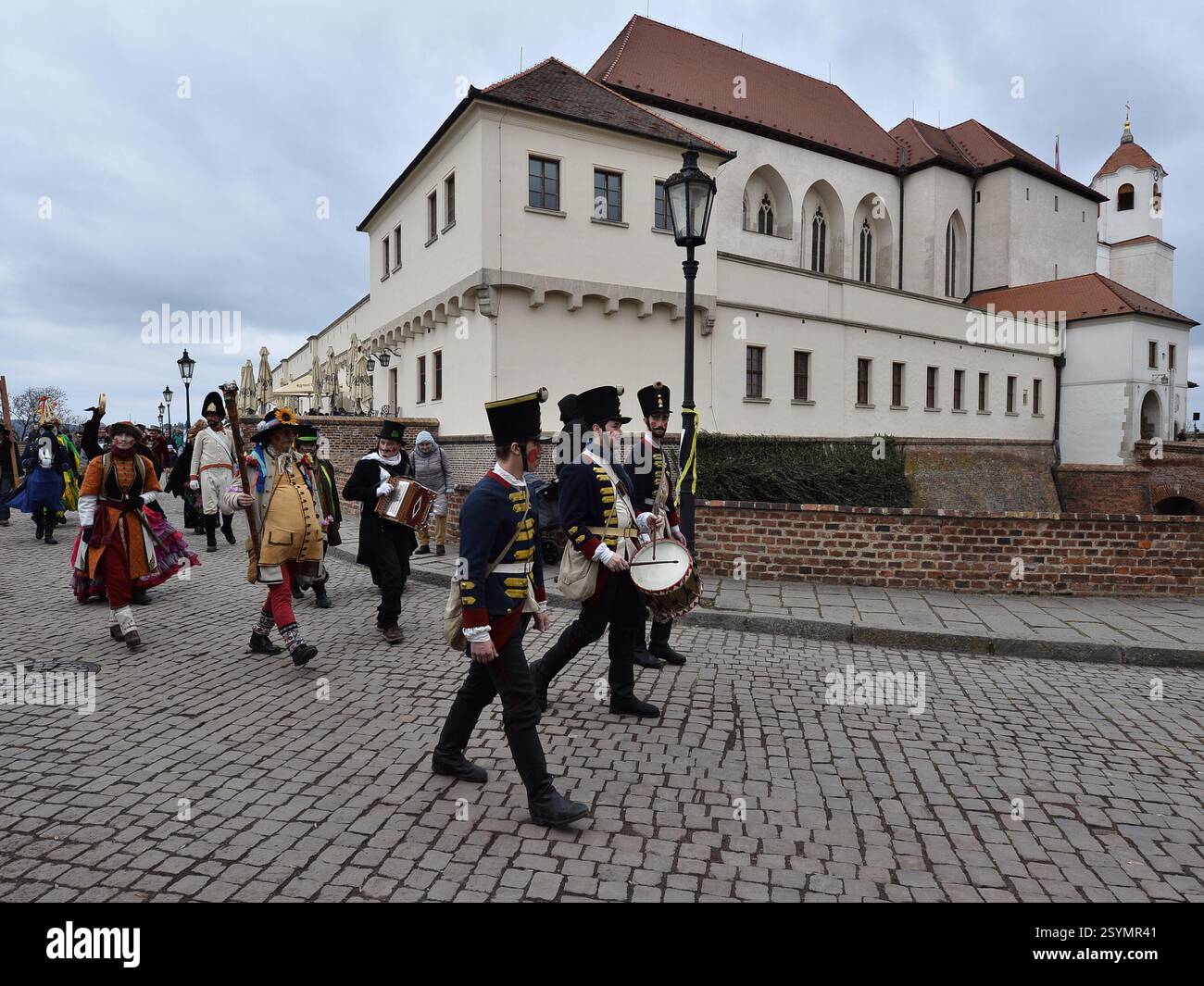 Old Bohemian carnival procession (Slavic carnival) in Spilberk, Brno ...