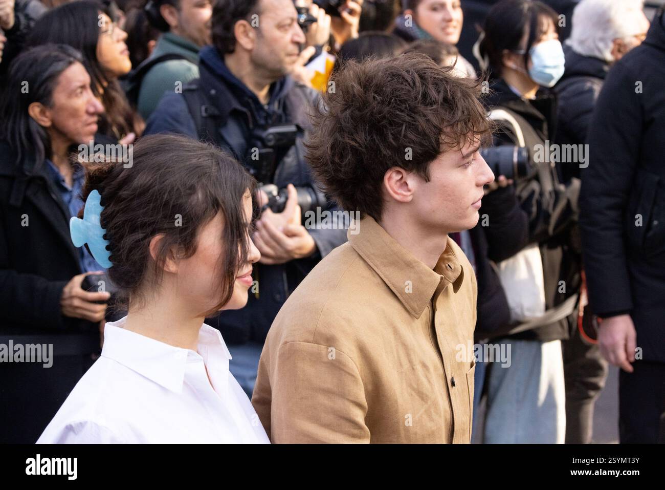 Clarice Cazauran and Bach Buquen are seen leaving the Tod's fashion ...