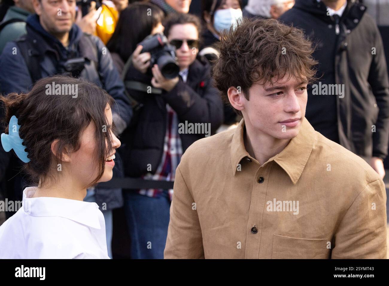Clarice Cazauran and Bach Buquen are seen leaving the Tod's fashion ...