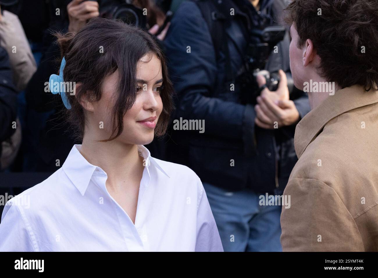 Clarice Cazauran and Bach Buquen are seen leaving the Tod's fashion ...