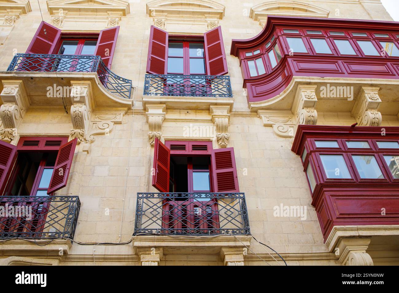 Typical maltese building facade in Valletta, Malta Stock Photo - Alamy