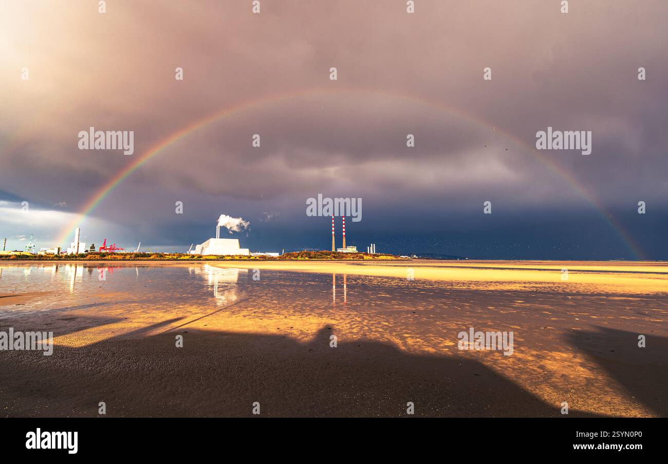 Rainbow over Sandymount Strand Stock Photo - Alamy