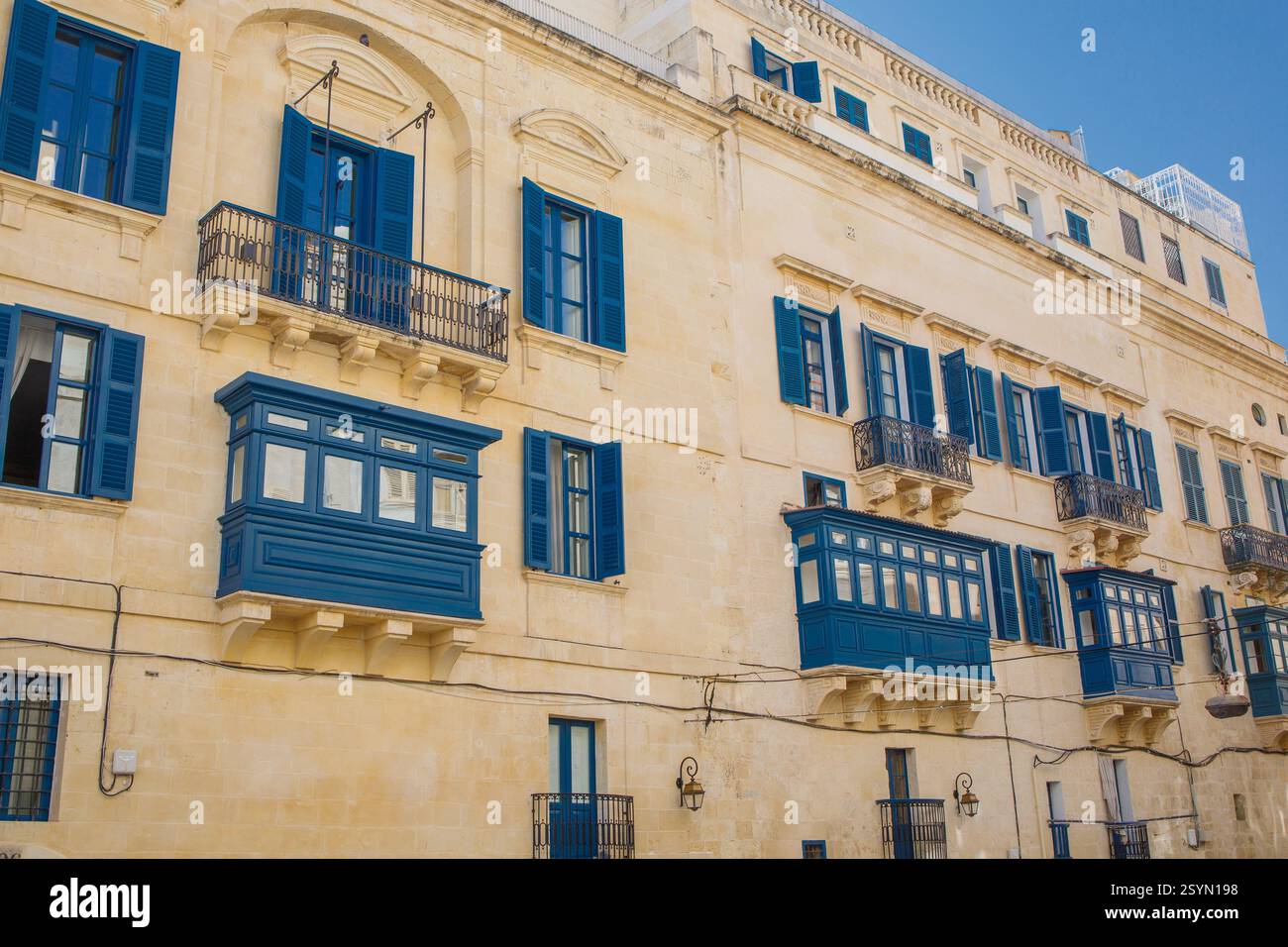 Typical maltese building facade in Valletta, Malta Stock Photo - Alamy